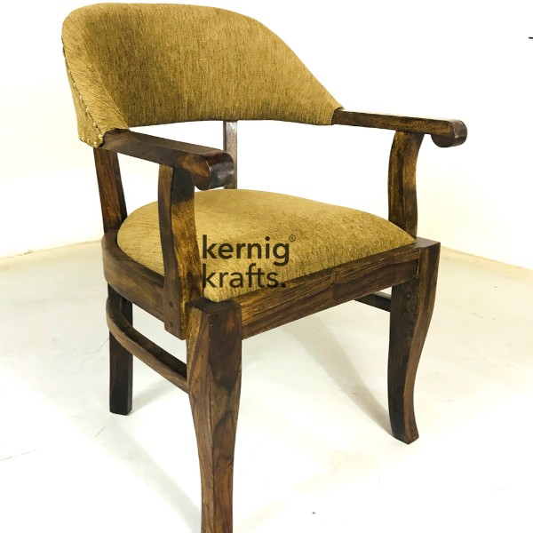 CHAM01552 Upholstered Indian Lounge Arm Chair - Kernig Krafts